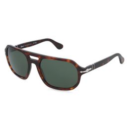 Persol PO3393S GUIDO | Unisex-Sonnenbrille | Fassung: Vollrand, Quadratisch, Acetat, Havanna | Glasfarbe: Gr&uuml;n