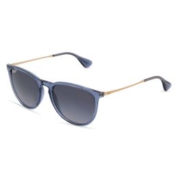 Ray-Ban RB 4171 ERIKA | Damen-Sonnenbrille | Fassung: Vollrand, Panto, Kunststoff, Blau Transparent | Glasfarbe: Grau