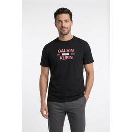 T-Shirt Calvin Klein Jeans "CALVINKLEIN STACK GRAP", Damen, Gr. M, schwarz, Web, Obermaterial: 100% Baumwolle, unifarben, regular fit normal, Rundhals, eingesetzt abgesteppte Kante, Shirts T-Shirt, Regular fit mit Print