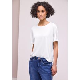 T-Shirt Street One, Damen, Gr. 34, wei&szlig;, Stoff, 95% Viskose, 5% Elasthan, unifarben, comfort fit normal, Rundhals, normaler Saum, Shirts T-Shirt, mit Rundhalsausschnitt
