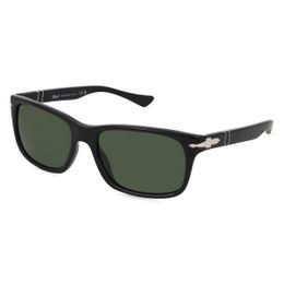 Persol 0PO3048S | Herren-Sonnenbrille | Fassung: Vollrand, Quadratisch, Kunststoff, Schwarz | Glasfarbe: Gr&uuml;n