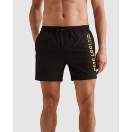 PME-Legend Badeshorts PME LEGEND "AIRFRAME SWIMSHORTS BIG LOGO PRINT", Gr. 4XL, N-Gr, schwarz, Web, Elasthan, Polyamid, Badehosen Badeshorts