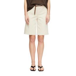 Bermudas comma, Damen, Gr. 40, N-Gr, oat milk, Web, Obermaterial: 65% Baumwolle, 32% Polyester, 3% Elasthan, unifarben, normal kniefrei, Hosen Bermudas, mit Flechtg&uuml;rtel