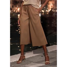 Culotte Lascana, Damen, Gr. 32/34, N-Gr, taupe, Obermaterial: 95% Polyester, 5% Elasthan, unifarben, Basic, Hosen Culotte, in weiter Form mit Plisseefalten