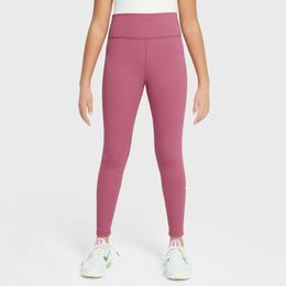 Leggings Nike "G NK DF ONE TGHT", M&auml;dchen, Gr. S, N-Gr, peony, wei&szlig;, Obermaterial: 80% Polyester, 20% Elasthan, Hosen Leggings, weiches und elastisches Material, schwei&szlig;ableitende Technologie
