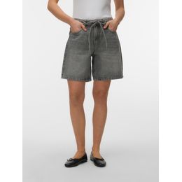 V&eacute;ro Moda Shorts VERO MODA "VMWIEN MR BELT SHORTS MIX GA NOOS", Damen, Gr. L, N-Gr, light grau denim, Denim/Jeans, Obermaterial: 80% Baumwolle, 20% Polyester, unifarben, relaxed fit kurz, Hosen Shorts, Baumwollmischung, relaxed fit
