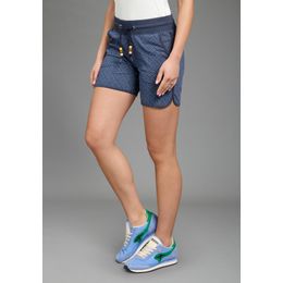 Sweatshorts Kangaroos, Damen, Gr. 34, N-Gr, navy, m&eacute;lange, Sweatware, Obermaterial: 60% Baumwolle, 40% Polyester, bedruckt, figurbetont kurz, Hosen Sweatshorts, Sweatshorts, mit Eingrifftaschen und Alloverdruck