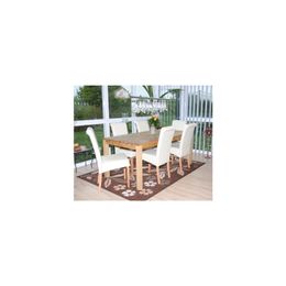 MCW 6er-Set Esszimmerstuhl Lecce II, Leder ~ creme, helle Beine