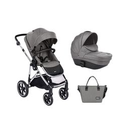 Kikkaboo Kinderwagen Thea 2 in 1 Babywanne, Wickeltasche, Fu&szlig;abdeckung, Korb grau