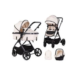 Chipolino Kombikinderwagen Pearl 3 in 1 umbaubar Babyschale Wickeltasche Fu&szlig;sack