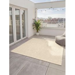 In- & Outdoor-Teppich Iowa Cream 195x195 cm - Teppich f&uuml;r Balkon, Terrasse & Garten