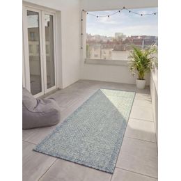 In- & Outdoor-Teppich Iowa Blau 80x250 cm - Teppich f&uuml;r Balkon, Terrasse & Garten