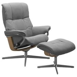 Relaxsessel stressless "Mayfair", grau (wild dove batick), B:83cm H:102cm T:74cm, Leder BATICK: BATICK ist ein leicht korrigiertes, durchgef&auml;rbtes und genarbtes M&ouml;belleder, bei dem die meisten Unebenheiten und Spuren in der Regel entfernt wurden., Sessel, Relaxsessel, mit Cross Base, Gr&ouml;&szlig;e S, M & L, Holzakzent Eiche