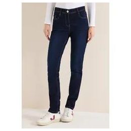 Slim-fit-Jeans Cecil, Damen, Gr. 29, L&auml;nge 32, dunkelblau wash, Jeans, 78% Baumwolle, 20% Polyester, 2% Elasthan, unifarben, lang, Jeans Slim-fit-Jeans, Middle Waist