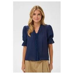 Kurzarmbluse SAINT TROPEZ "KristelSZ Shirt", Damen, Gr. S, ombre blau, Web, Obermaterial: 80% Viskose, 20% Polyacryl, unifarben, normal, V-Ausschnitt, Blusen