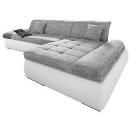 Ecksofa DOMO collection "Moric Luxus - B/T/H 300/172/80 cm, XXL-Format", grau (wei&szlig;, grau), B:300cm H:80cm T:172cm, Kunstleder SOFTLUX / Struktur (90% Polyester, 10% Polyacryl), Sofas, Ecksofa, L-Form, 140kg Belastung/Sitz, Kunstleder SOFTLUX und Struktur