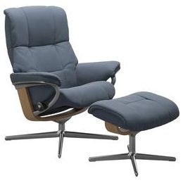 Relaxsessel stressless "Mayfair", blau (sparrow blau paloma), B:92cm H:103cm T:79cm, Leder PALOMA: PALOMA ist ein durchgef&auml;rbtes Semianilin-M&ouml;belleder mit nat&uuml;rlicher Narbung., Sessel, Relaxsessel, mit Cross Base, Gr&ouml;&szlig;e S, M & L, Holzakzent Eiche