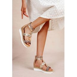 Foreverfolie Keilsandaletten in Hellbraun - 57% | Gr&ouml;&szlig;e 39 | Damen-sandalen