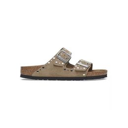 Birkenstock Leder-Pantoletten "Arizona Rivet" in Taupe - 12% | Gr&ouml;&szlig;e 39 | Damen-pantoletten