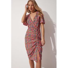 Happiness Istanbul Kleid in Pink/ Orange/ T&uuml;rkis - 59% | Gr&ouml;&szlig;e 40 | Damen-kleider