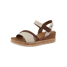 Mustang Shoes Sandaletten "Ileana" in Creme/ Braun - 51% | Gr&ouml;&szlig;e 37 | Damen-sandalen