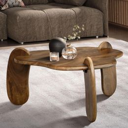 FineBuy Couchtisch Mango Massivholz &Oslash;78cm Design Wohnzimmertisch in organischer Form