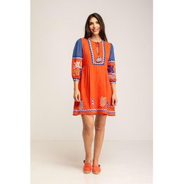 Peace & Love Kleid in Orange/ Blau - 53% | Gr&ouml;&szlig;e M | Damen-kleider