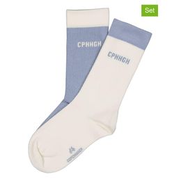 Copenhagen Studios 2er-Set: Tennissocken in Wei&szlig;/ Hellblau - 55% | Gr&ouml;&szlig;e 39-42 | Damen-outdoor-ausruestung