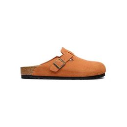 Birkenstock Leder-Clogs "Boston" in Orange - 12% | Gr&ouml;&szlig;e 42 | Damen-pantoletten