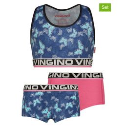 Vingino 3tlg. W&auml;sche-Set in Blau/ Pink - 53% | Gr&ouml;&szlig;e 158/164 | Kinder-waesche