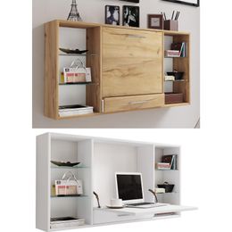 Vcm Holz H&auml;nge Schreibtisch Wandschreibtisch Computertisch Schublade Teala