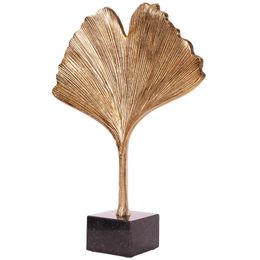 Riess Ambiente riess-ambiente Skulptur GINKGO LEAF - 44cm gold handmade Metall mit Marmorsockel