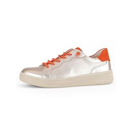 Gabor Leder-Sneakers in Beige/ Orange - 72% | Gr&ouml;&szlig;e 38,5 | Damen-sneakers