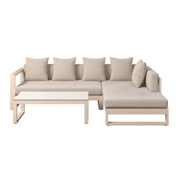 Amatio Loungegarnitur, Beige, Metall, Glas, Textil, 3-teilig, F&uuml;llung: Schaumstoff,Schaumstoff,Polyester, L-Form, 248x180 cm, Bsci, Loungem&ouml;bel, Gartenlounge-Sets