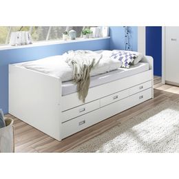 Mid.you Ausziehbett, Wei&szlig;, Holzwerkstoff, H&ouml;he ca. 17 cm, 120x200 cm, Bettkasten, f&uuml;r Rollrost geeignet, Kinder- & Jugendzimmer, Kinderm&ouml;bel, Kinderbetten, Ausziehbetten