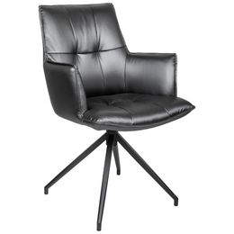 Novel Armlehnstuhl, Grau, Schwarz, Metall, Textil, Metalloptik, Drehkreuz, 59x89.5x63 cm, Sitzfl&auml;che 360&deg; drehbar, inklusive Armlehnen, automatische R&uuml;ckholfunktion, Esszimmer, St&uuml;hle, Esszimmerst&uuml;hle, Armlehnenst&uuml;hle