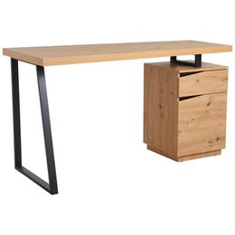 Livetastic Schreibtisch, Schwarz, Eiche, Metall, Holzwerkstoff, 1 Schublade(n) Schubladen, Freiform, U-Form, 60x74x140 cm, Arbeitszimmer, Schreibtische, B&uuml;rotische