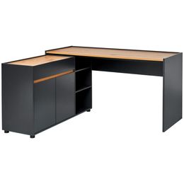 Livetastic Eckschreibtisch, Schwarz, Eiche, Holzwerkstoff, 1 Schublade(n) Schubladen, rechteckig, Wange, 150x76.5x136.5 cm, Bsci, Arbeitszimmer, Schreibtische, Eckschreibtische
