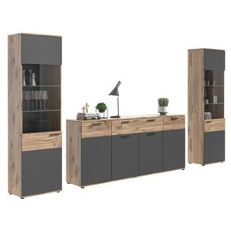 Wohnwand Mason NoxOak Nachbildung/Basalt grau