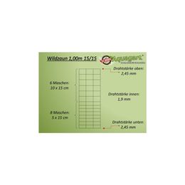 Aquagart 300m Wildzaun Forstzaun Knotengeflecht Drahtzaun 100/15/15 Schwere Ausf&uuml;hrung