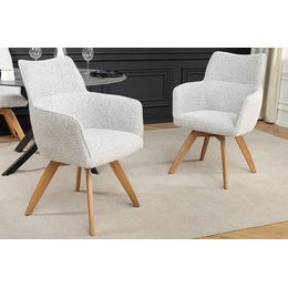 Riess Ambiente Drehbarer Stuhl ASGARD beige Strukturstoff mit Taschenfederkern und Armlehne Polsterstuhl Riess-Ambiente Esszimmerstuhl K&uuml;chenstuhl Landhaus Modern...