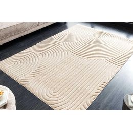 Riess Ambiente Moderner Teppich ART DECO 230x160cm beige creme Kurzflor Indoor Hoch-Tief-Effekt Riess-Ambiente rechteckig