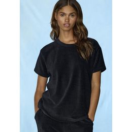 Buffalo T-Shirt schwarz Gr. 32/34 f&uuml;r Damen. Rundhals und Markenlabel. Loose Fit. Nachhaltig.