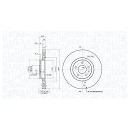 MAGNETI MARELLI Bremsscheibe 360406000301 innenbel&uuml;ftet-Bel&uuml;ftung mit tropfenf&ouml;rmigen Fl&uuml;geln 284mm 22mm f&uuml;r OPEL FIAT ALFA ROMEO VAUXHALL