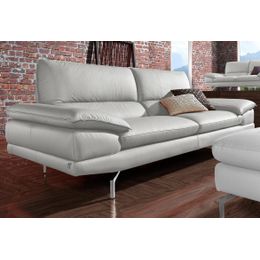 3-Sitzer Calia italia "Dave, italienisches Design, erstklassiger Sitzkomfort, Breite 221cm", grau, B:221cm H:87cm T:97cm, NaturLeder Sorrento, Sofas, in zwei Lederqualit&auml;ten und toller Detailverarbeitung