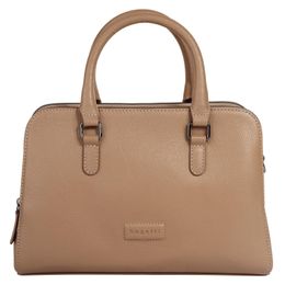 Henkeltasche Bugatti "ELSA", Damen, Gr. B/H/T: 32cm x 22cm x 13cm onesize, beige (sand), Leder, leicht gl&auml;nzend, unifarben, Taschen, echt Leder
