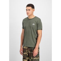 T-Shirt Alpha Industries "Backprint T-Shirt", Herren, Gr. L, schwarz olive, Obermaterial: 100% Baumwolle, Shirts T-Shirt