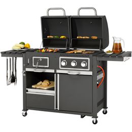Gasgrill Tepro "Kohle-Gas-Kombi Toronto", grau (anthrazit, edelstahlfarben), B:173cm H:116cm T:65cm, Grills, BxTxH: 173x65x116,5 cm
