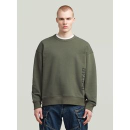 G-Star Raw Longpullover G-STAR "Sprayed 89 Graphic Loose Sweater", Herren, Gr. L, gs grau, Obermaterial: 100% Baumwolle, Pullover Longpullover