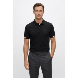 Poloshirt BOSS "Parlay 147", Herren, Gr. XL, schwarz 001, Jersey, Obermaterial: 100% Baumwolle, unifarben, regular fit normal, B&uuml;ndchen, Shirts